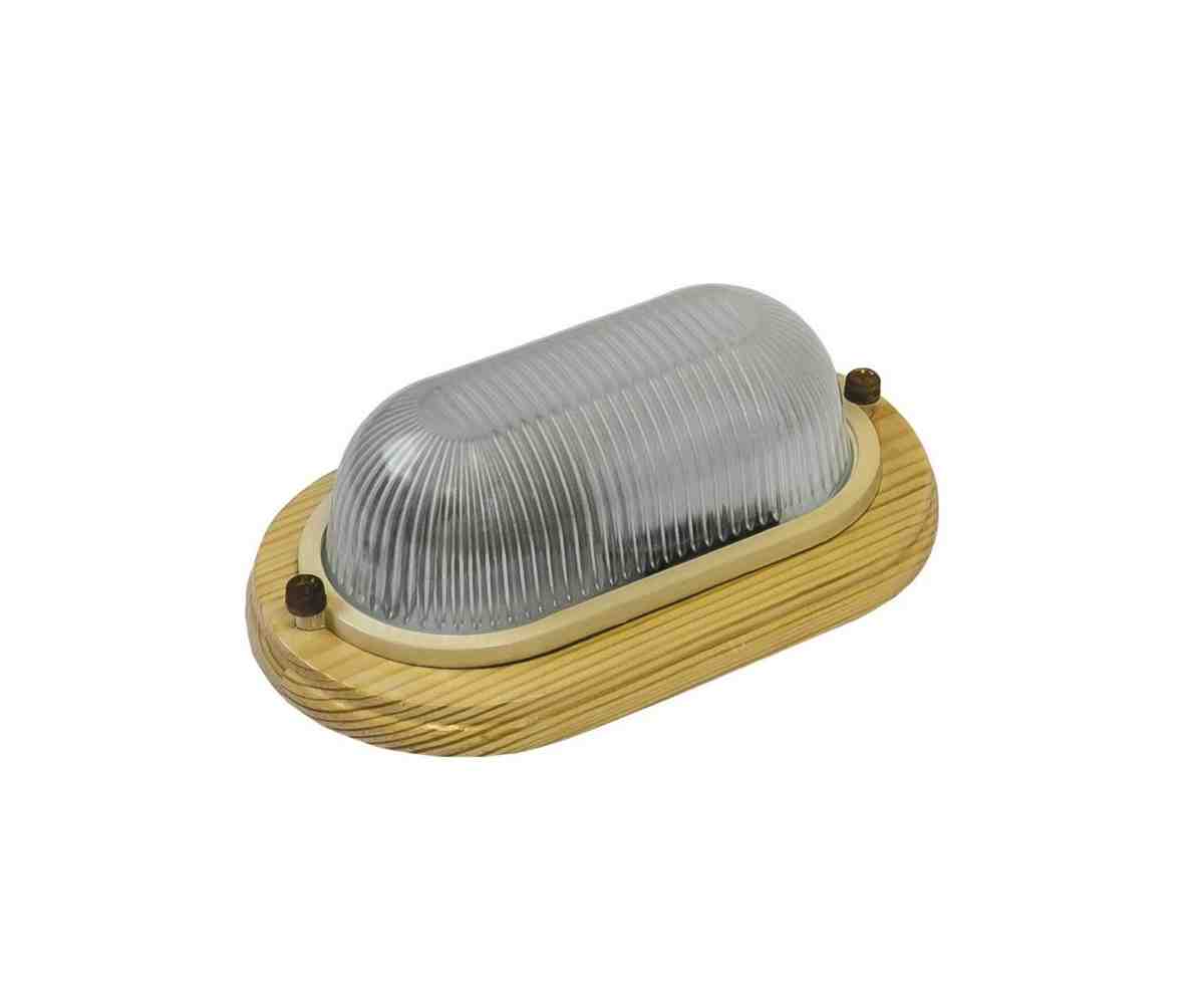 Овален плафон IP54, E27, 60W, дървена основа, алуминиев корпус /НБО 04 ...